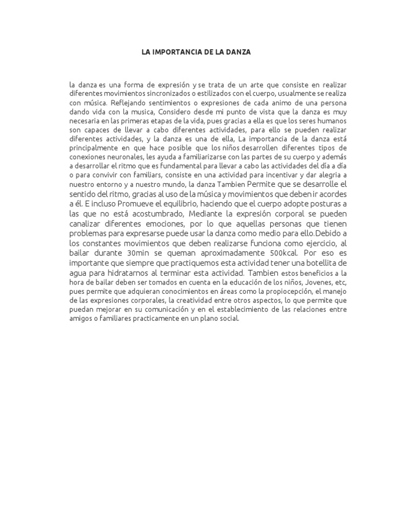 Importancia de La Danza | PDF
