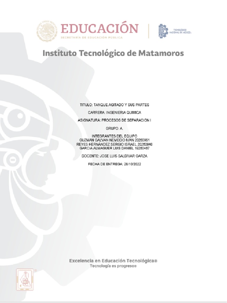 Partes de Un Tanque Agitado | PDF | Tanques | Líquidos