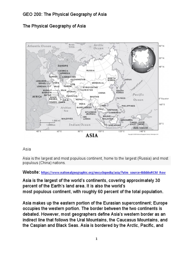 Physical Geography of Asia | PDF | Asia | Eurasia
