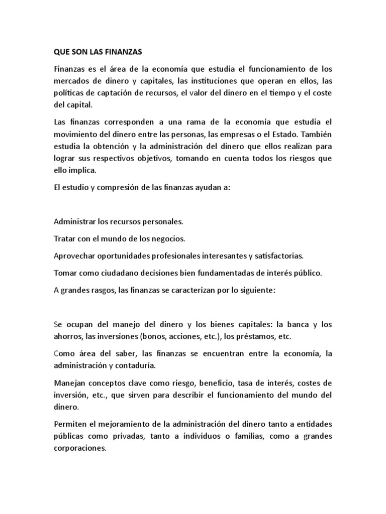 Que Son Las Finanzas | PDF | Apalancamiento (Finanzas) | Planificación