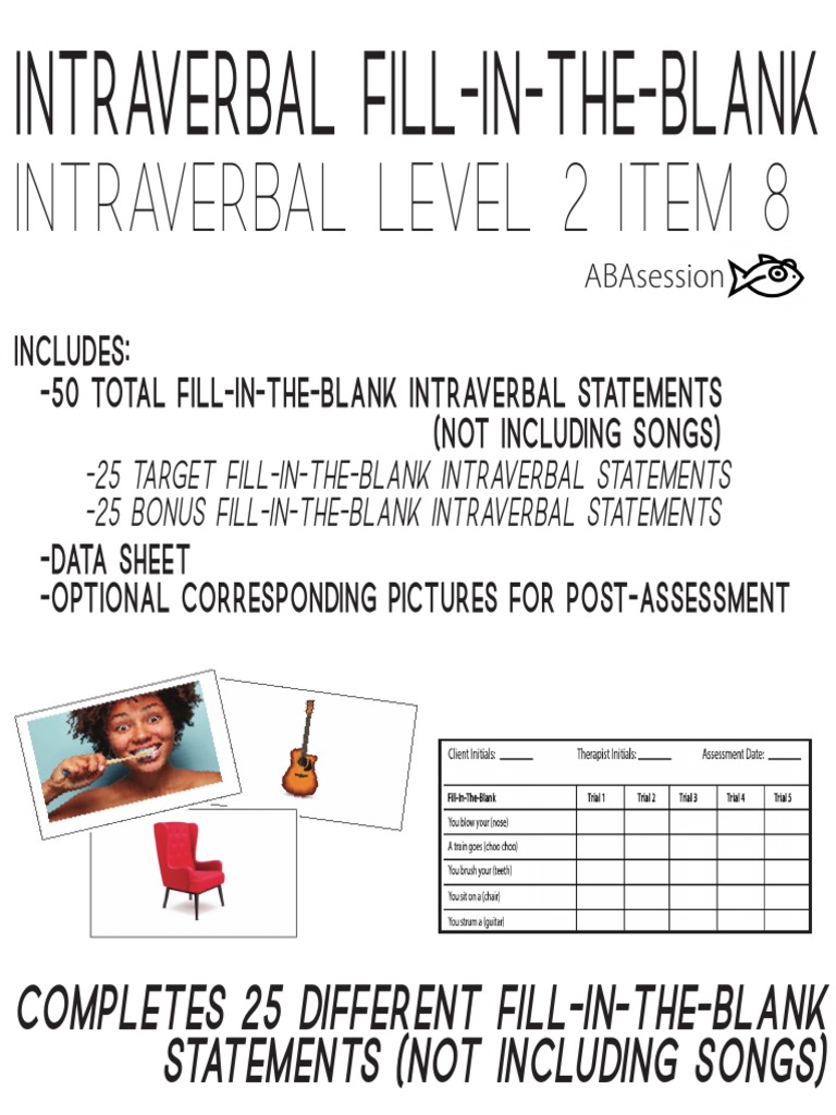 Intraverbal Level 2 Item 8: Statements (Not Including Songs) Completes ...