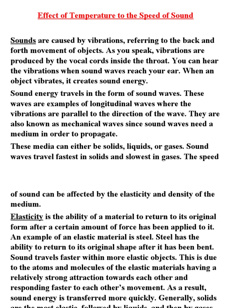 Effect of Temperature To The Speed of Sound | PDF | Sound | Atmosphere ...