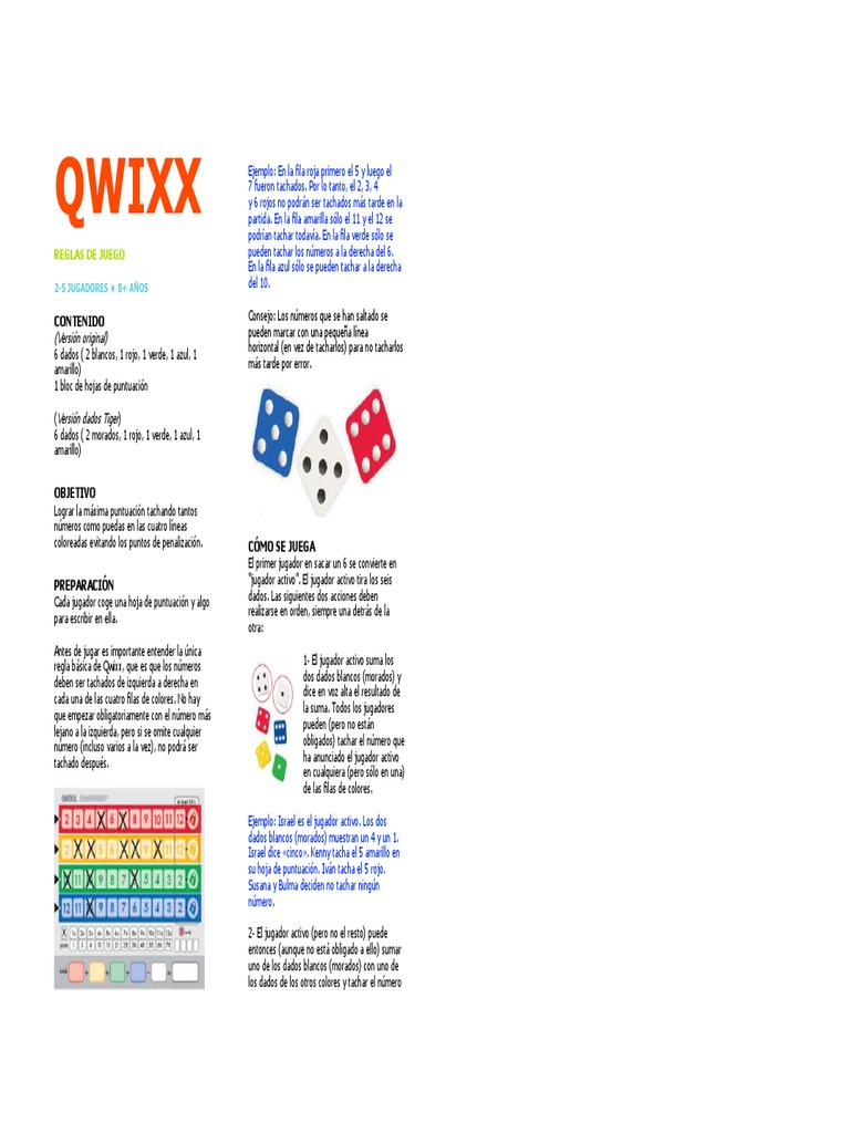 Juego Qwixx | PDF | Color | Verde