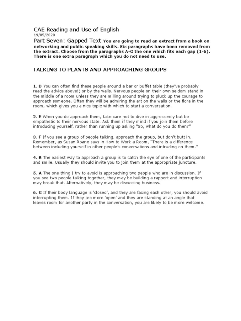 Cae Reading Pdf Body Language