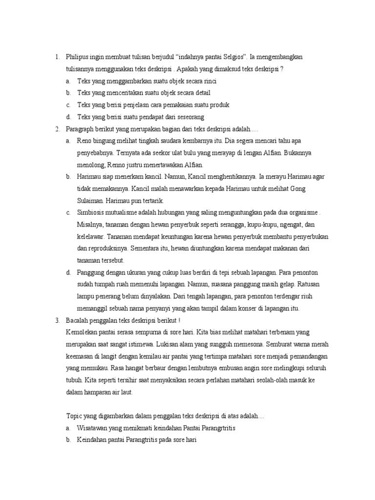 Soal PTS Bindo SMP Kelas VII | PDF