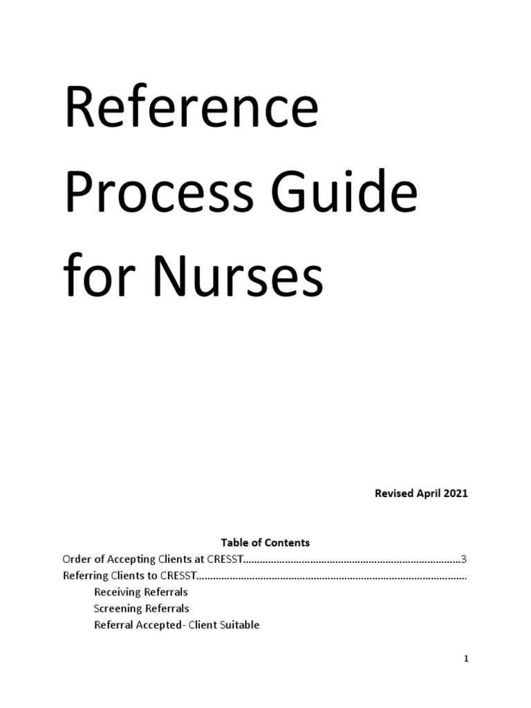 Nurse Referral Process Guide for CRESST | PDF | Medical Prescription ...