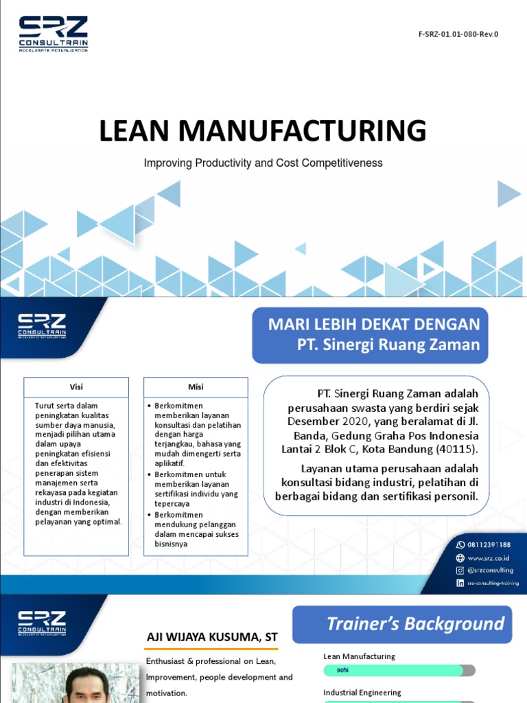 Lean Manufacturing - Improving Productivity | PDF
