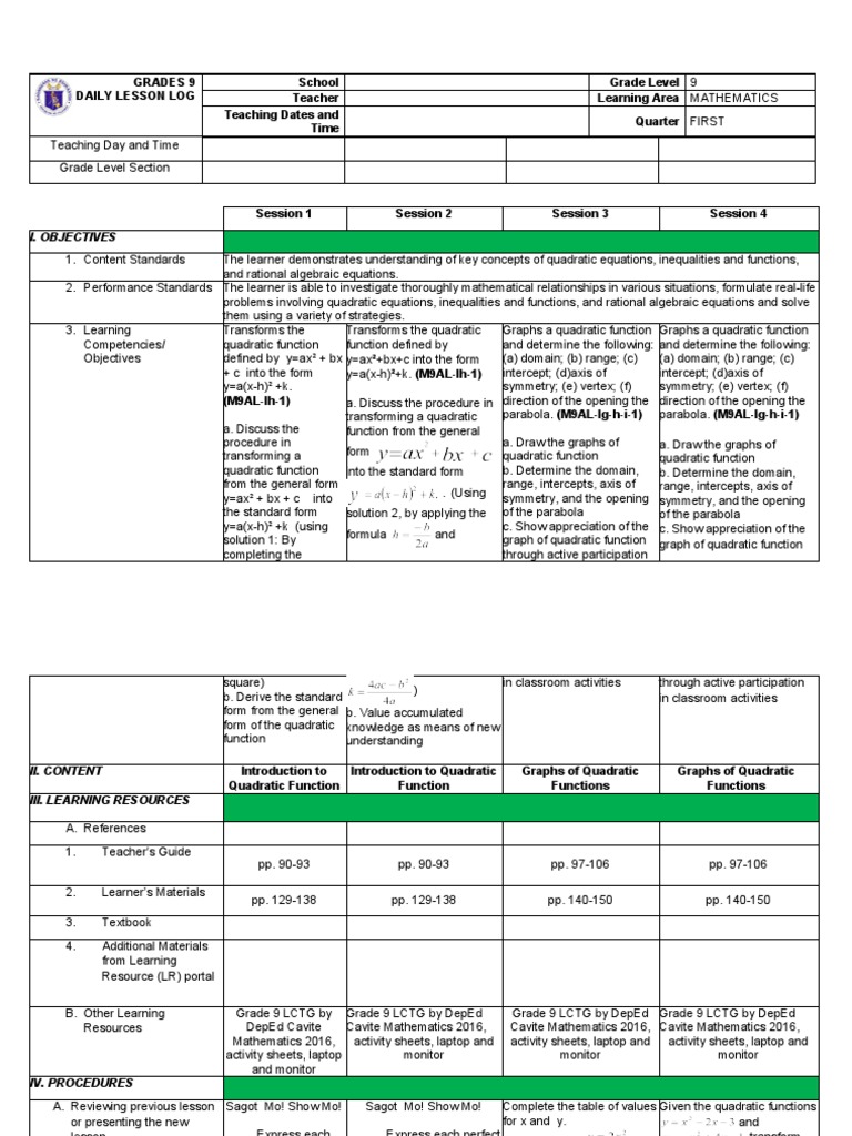 DLL-WK 7-LC 12,13 | Download Free PDF | Quadratic Equation | Function (Mathematics)