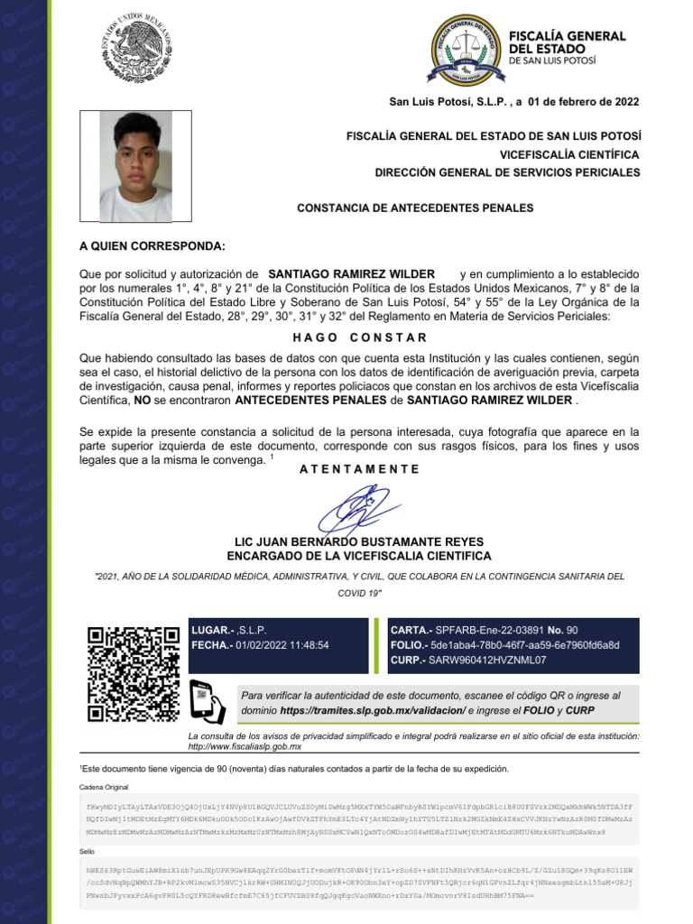 Constancia de Antecedentes No Penales | PDF | Justicia | Crimen y violencia