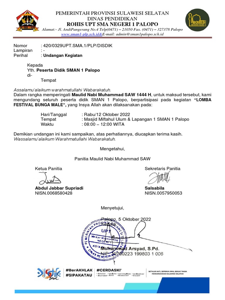 Undangan Peringatan Maulid & Festival Bunga Male | PDF