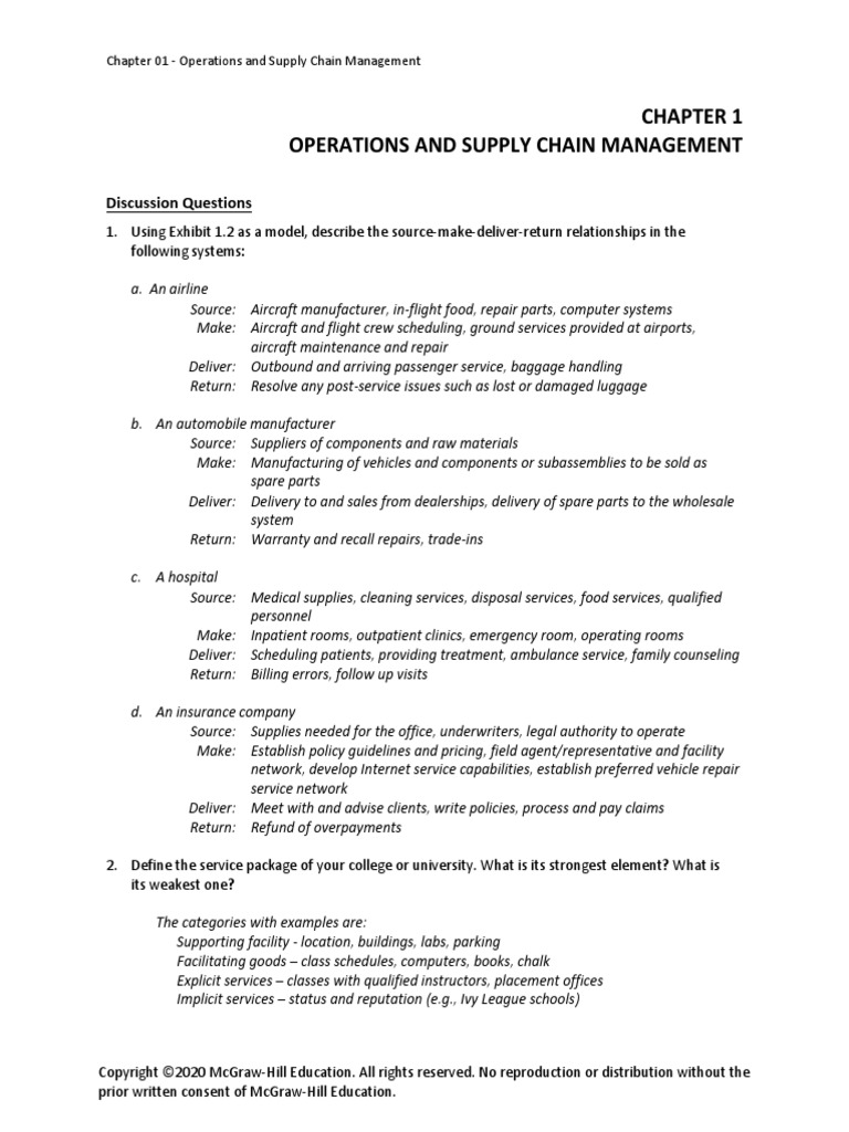 Solution Manual For Operations and Supply Chain Management The Core 5th ...