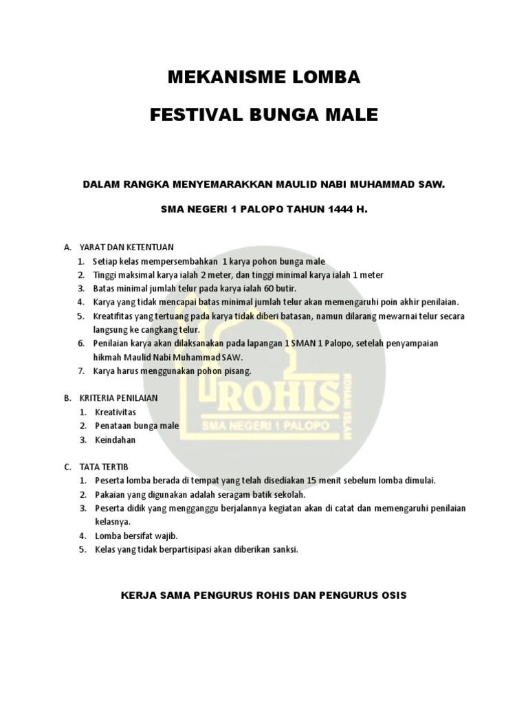 Mekanisme Lomba Festival Bunga Male | PDF