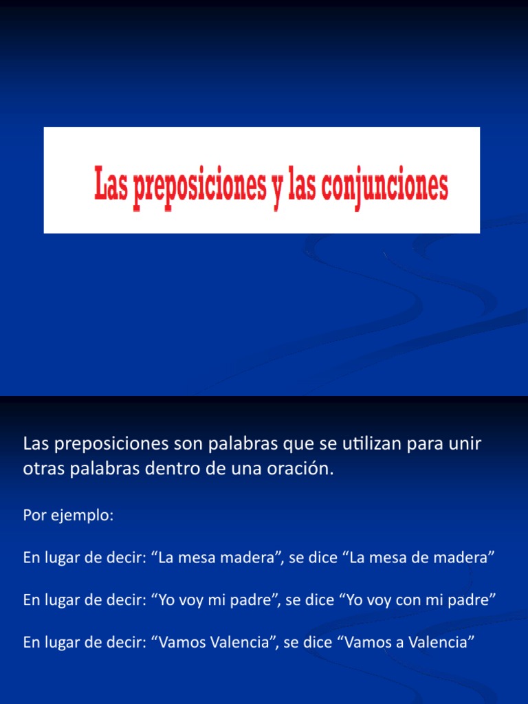 Preposiciones y Conjunciones en Español | PDF | Gramática | Sintaxis