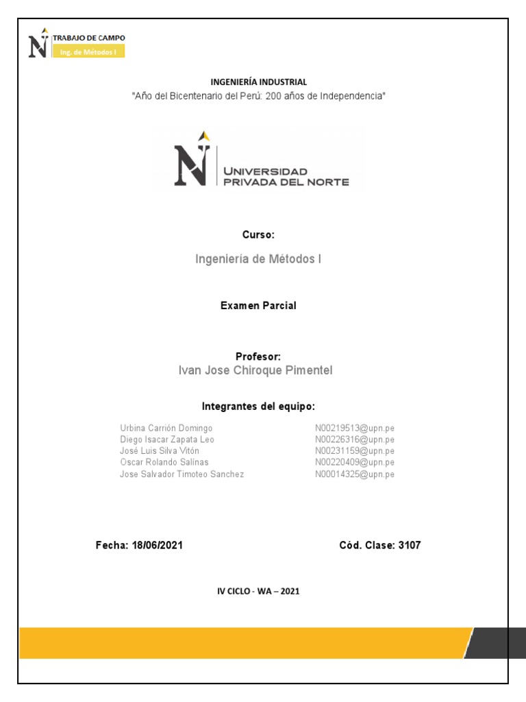 Examen Parcial Ingenier A de M Todos PDF | PDF | Color