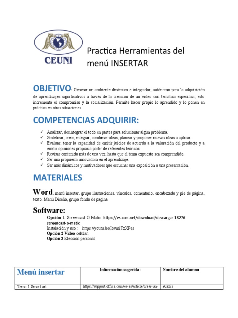 Practica Herramientas Del Menu Insertar | PDF | Software | Informática