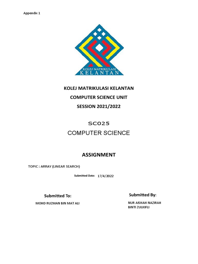 SC025 Aishah - k1t4 | PDF | Array Data Structure | Java (Programming Language)