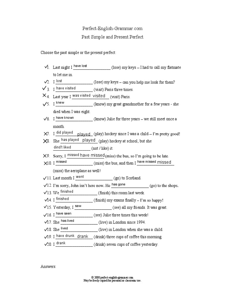 Present Perfect-Past Simple | PDF