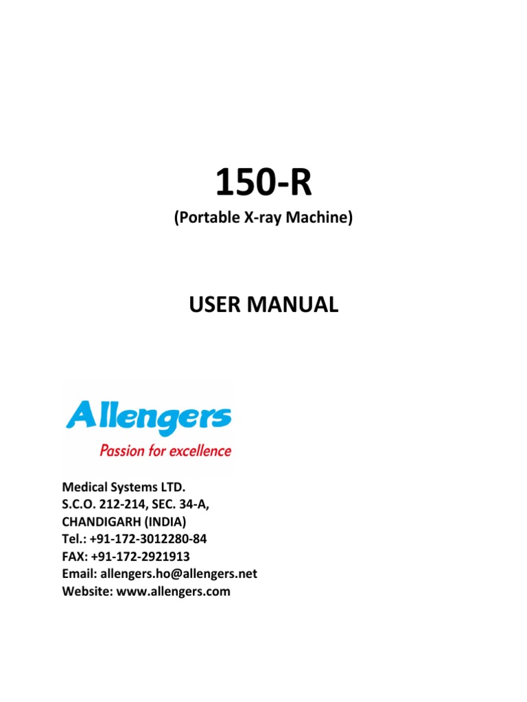 Allengers 150-R Users Manual | PDF | Radiography | Ionizing Radiation