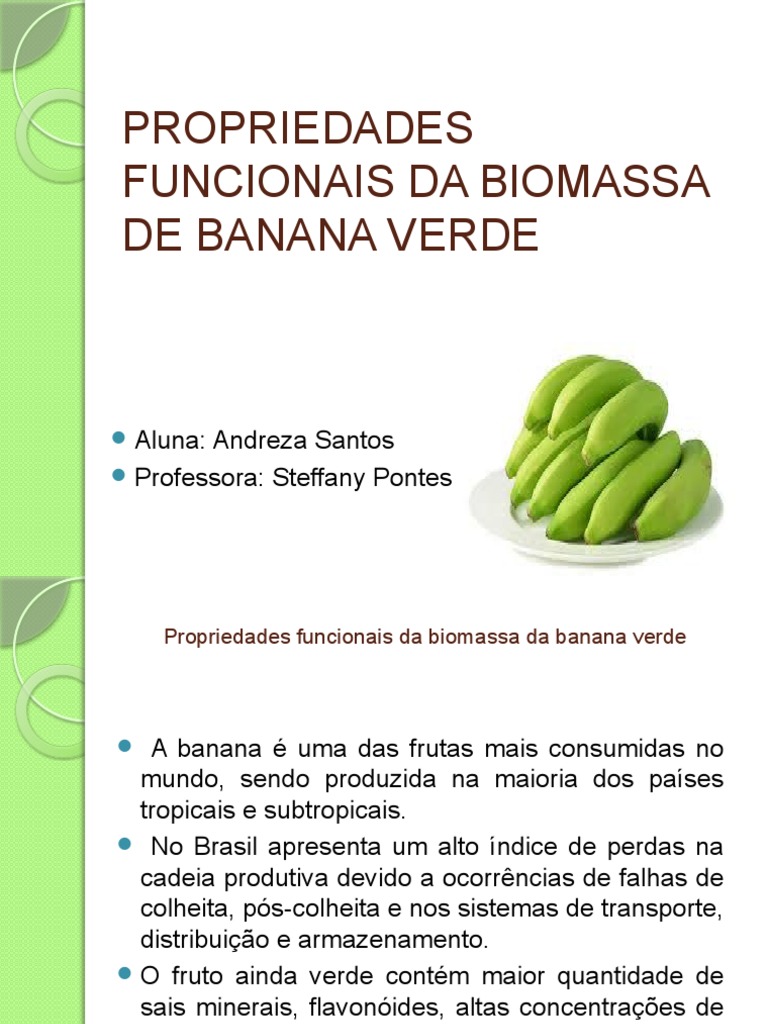 Propriedades Funcionais Da Biomassa Da Banana Verde | PDF | Banana | Fibra alimentar