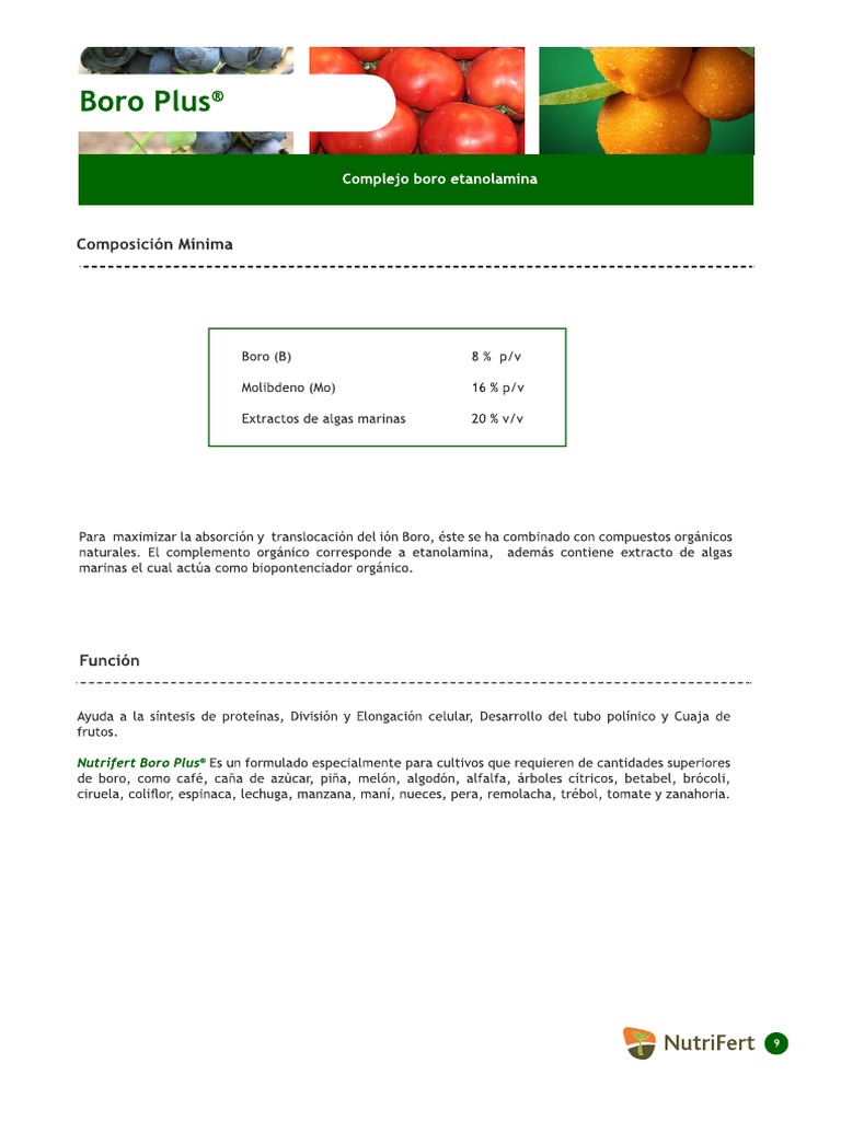 Nutrifert Boro Plus Ficha Tecnica | PDF
