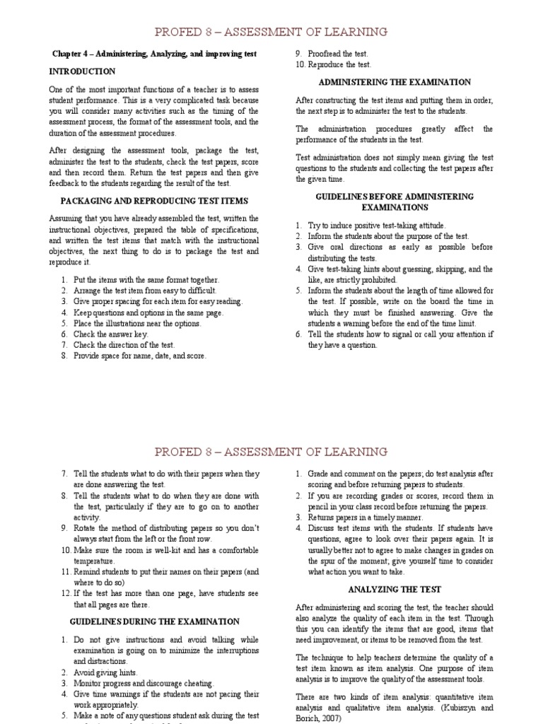 Profed 8 | PDF | Test (Assessment) | Educational Assessment
