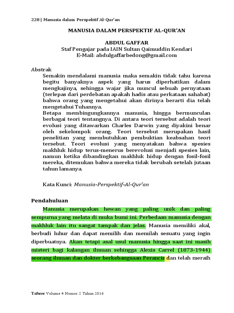 Manusia Dalam Perspektif Al Quran | PDF