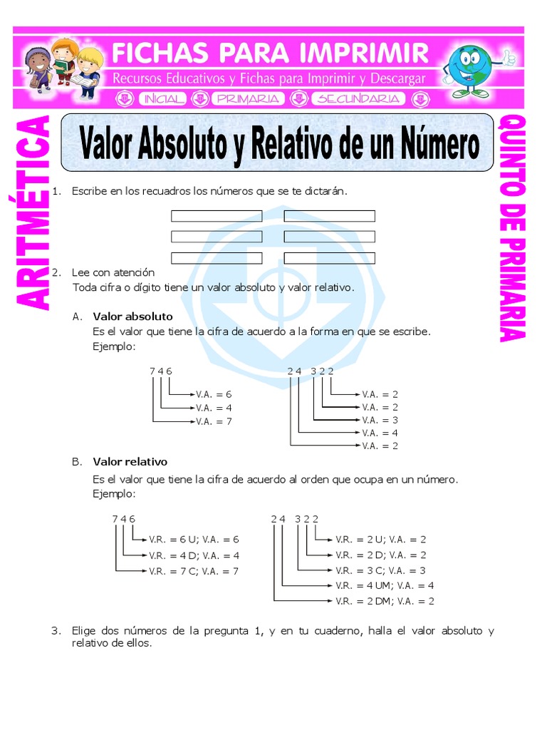Valor Absoluto y Relativo para Niños | PDF