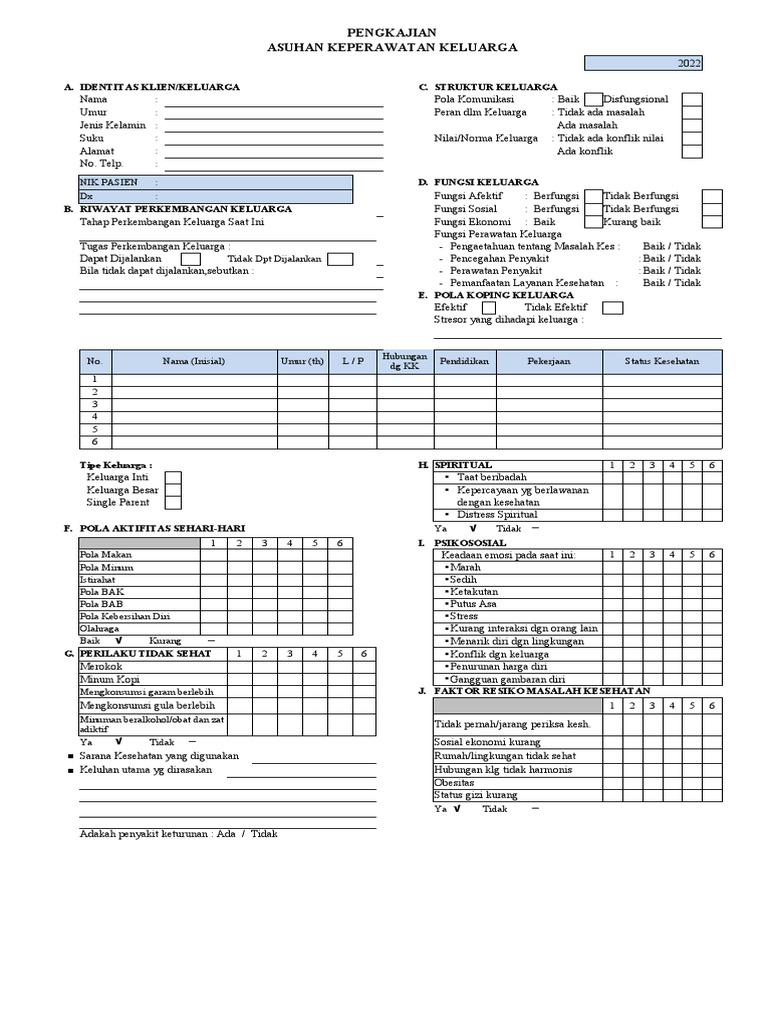 FORM ASKEP Keluarga | PDF
