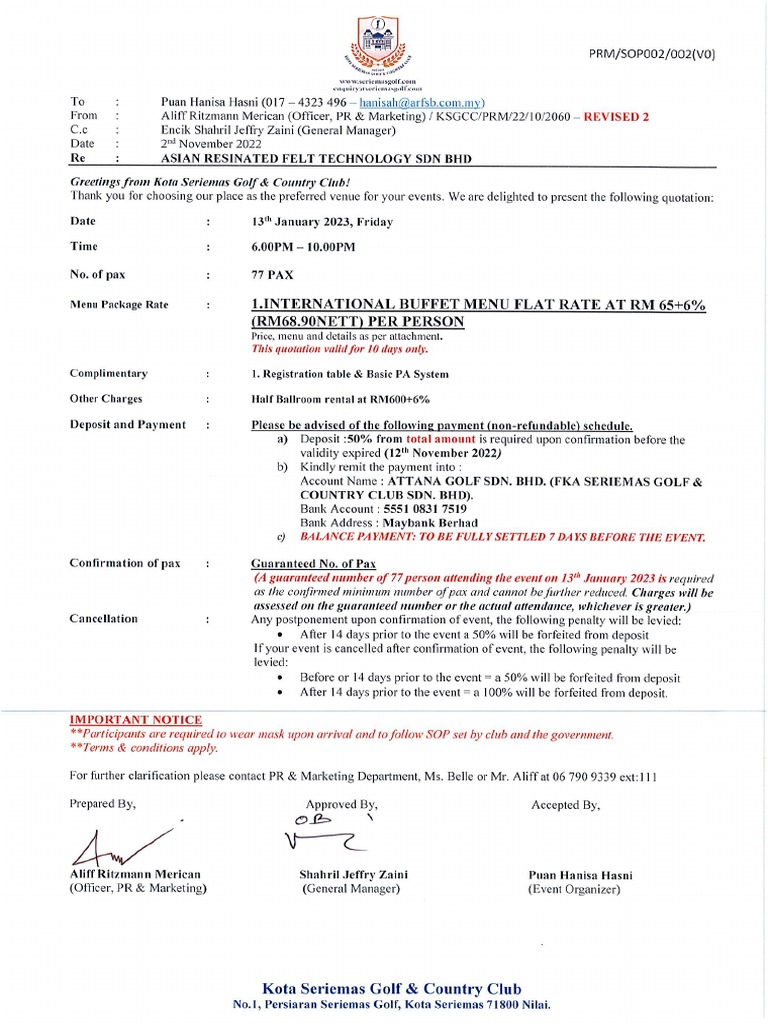 Revised 2 - Quotation - Puan Hanisa Hasni - Asian Resinated Felt ...