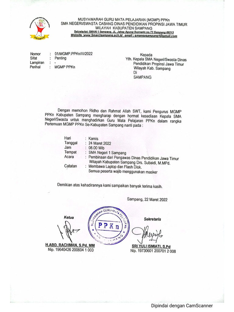 Undangan MGMP | PDF