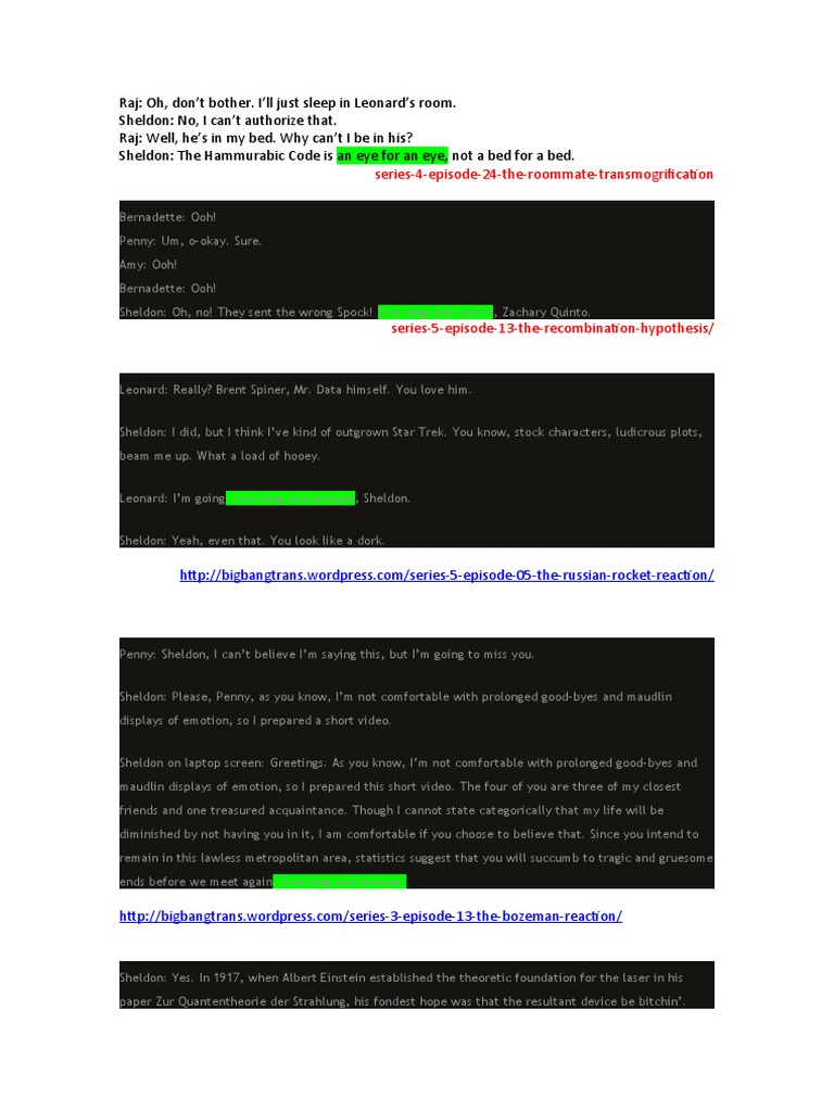 fixed expressions used in the big bang theory | PDF