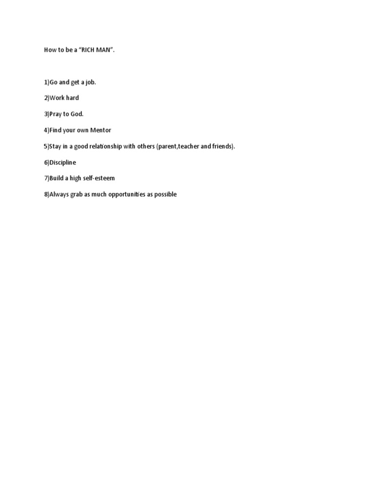 How To Be A Rich Man | PDF