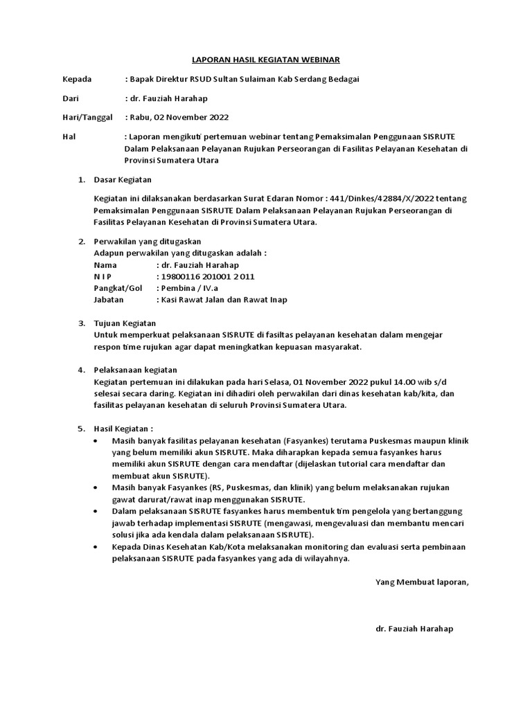 Laporan Hasil Kegiatan Webinar | PDF