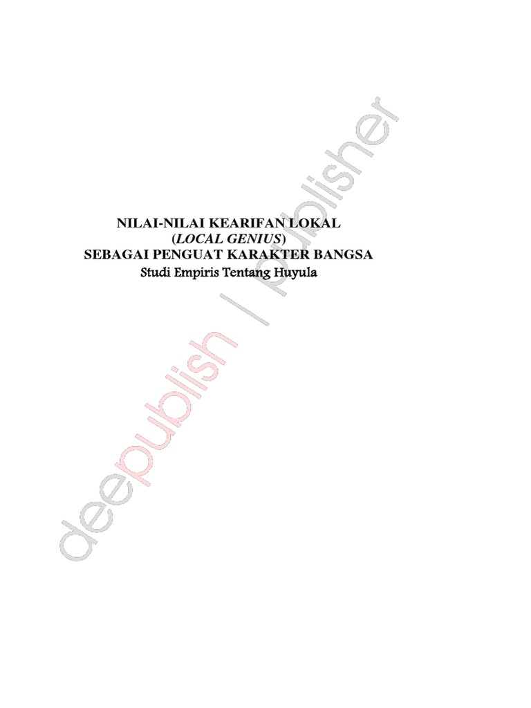 Nilai Nilai Kearifan Lokal Local Genius Sebagai Penguat Karakter Bangsa ...