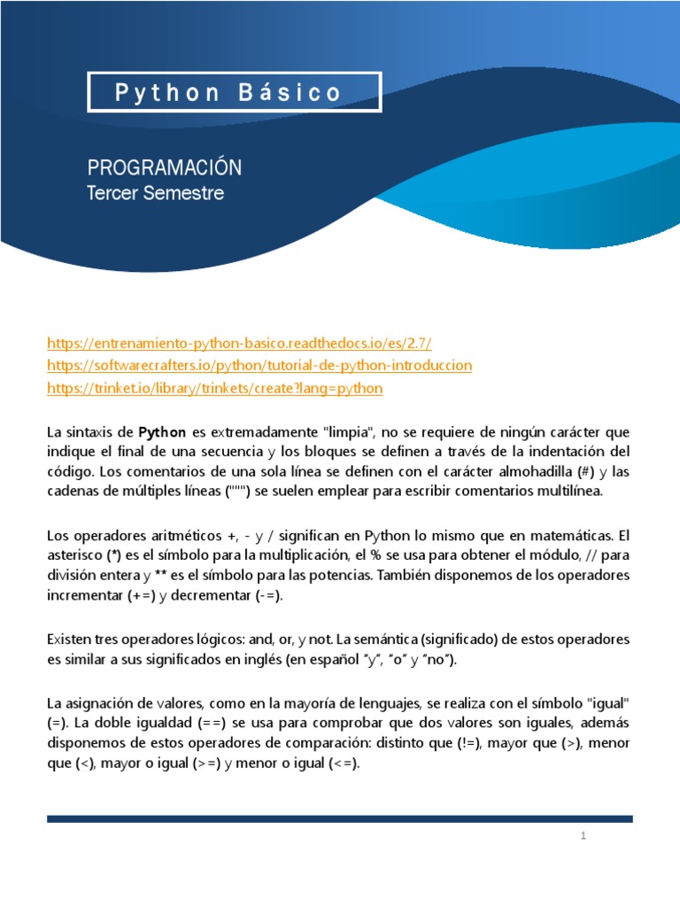 Programación - Python Básico | PDF | Python (lenguaje de programación ...