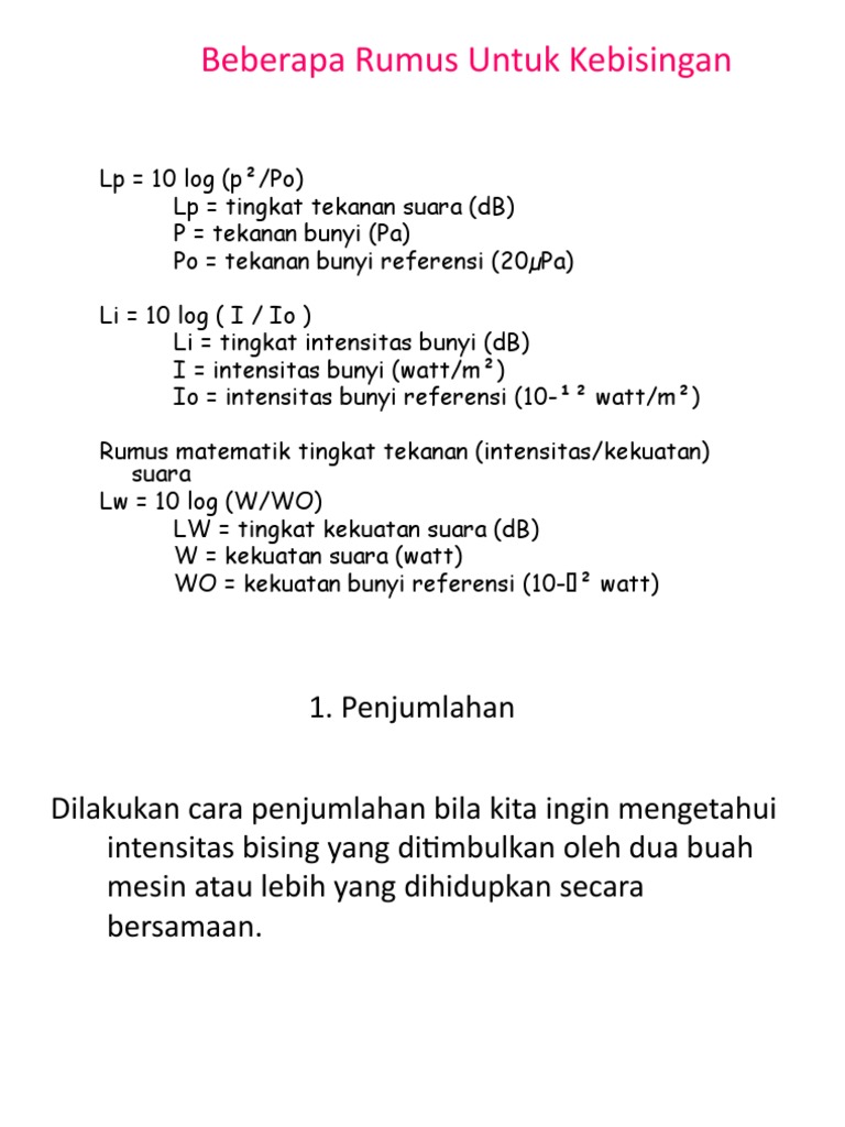Rumus dan Grafik untuk Menghitung Tingkat Kebisingan | PDF