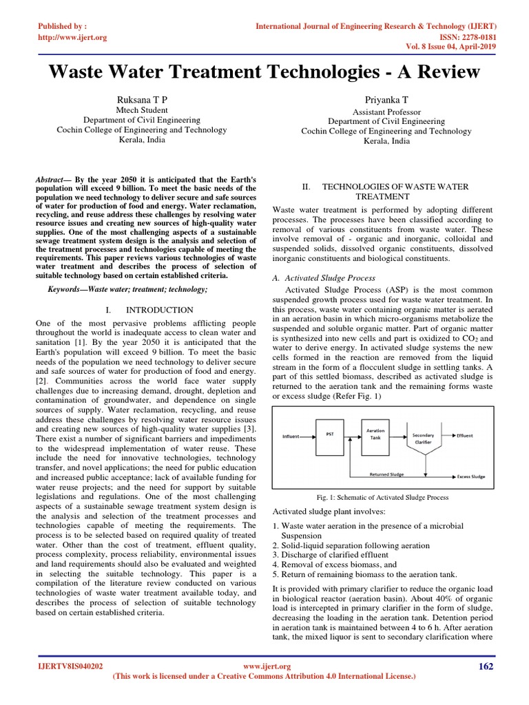 Wastewater Treatment Technologies Review | PDF | Sewage Treatment ...
