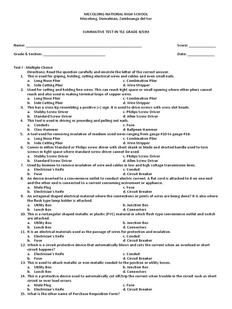 Eim Exam | PDF | Electrical Connector | Fuse (Electrical)