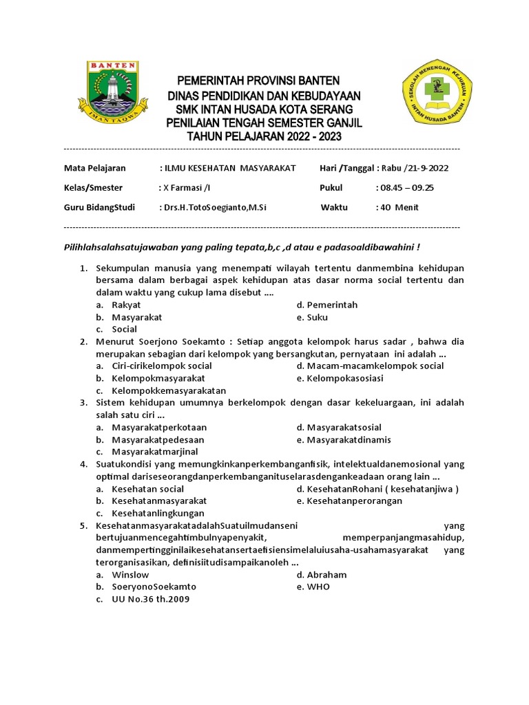 Soal UTS Ganjil IKM Th. 2022-2023 | PDF