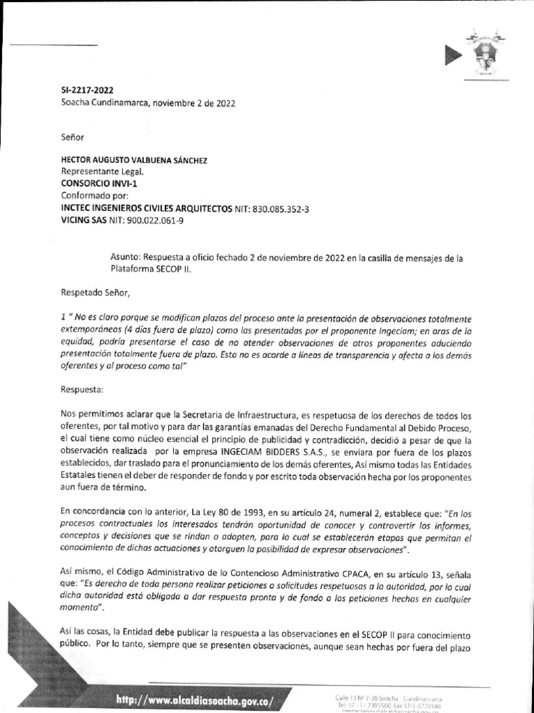 S.I. 2217 - 2022 A Consorcio Invi - 1 - Hector Augusto Valbuena Sanchez - Rta Plataforma Secop ...