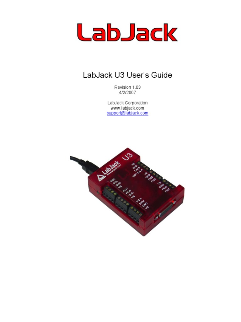 Labjack U3 Users Guide Pdf Operational Amplifier Analog To Digital Converter