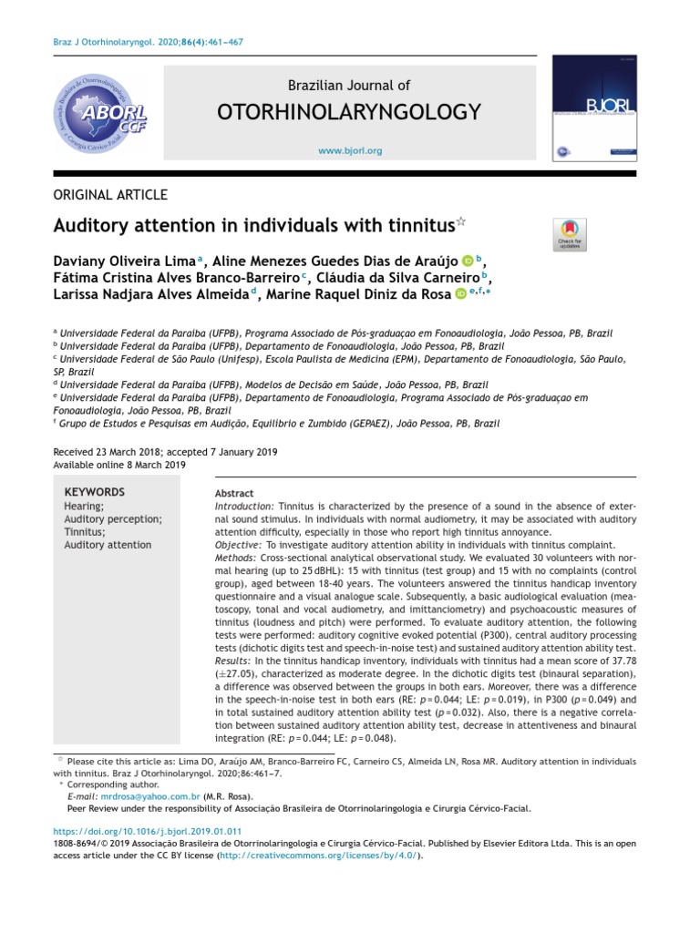 Auditory Attention in Individuals With Tinnitus. | PDF | Tinnitus ...