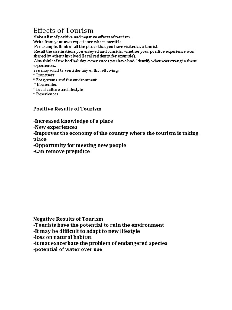 9.1 Effects of Tourism | PDF