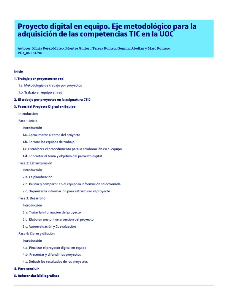 Proyecto Digital en Equipo. Eje Metodológico para La Adq | PDF ...