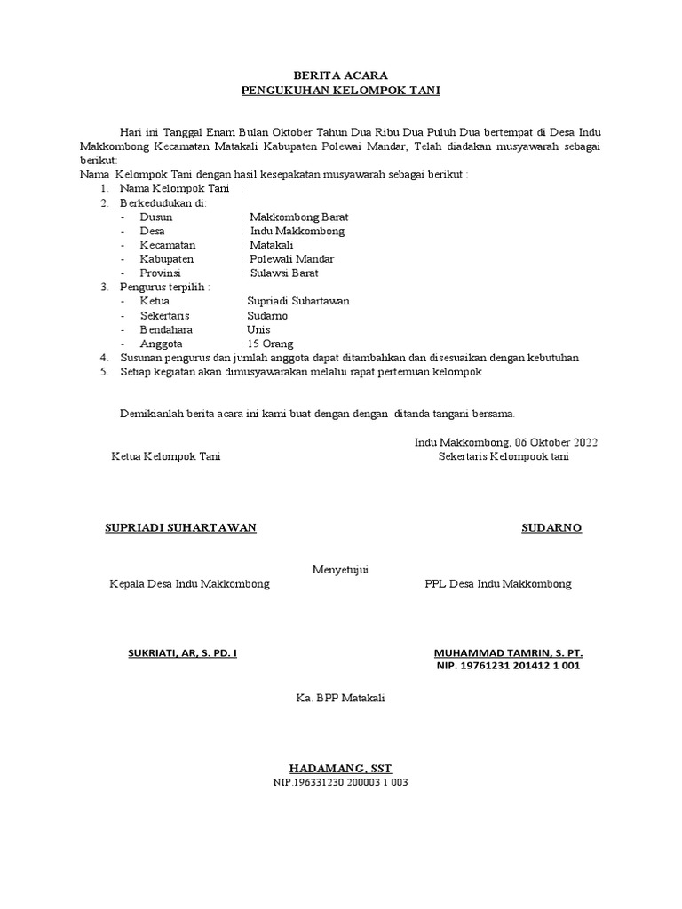 Contoh Kelompok Tani | PDF