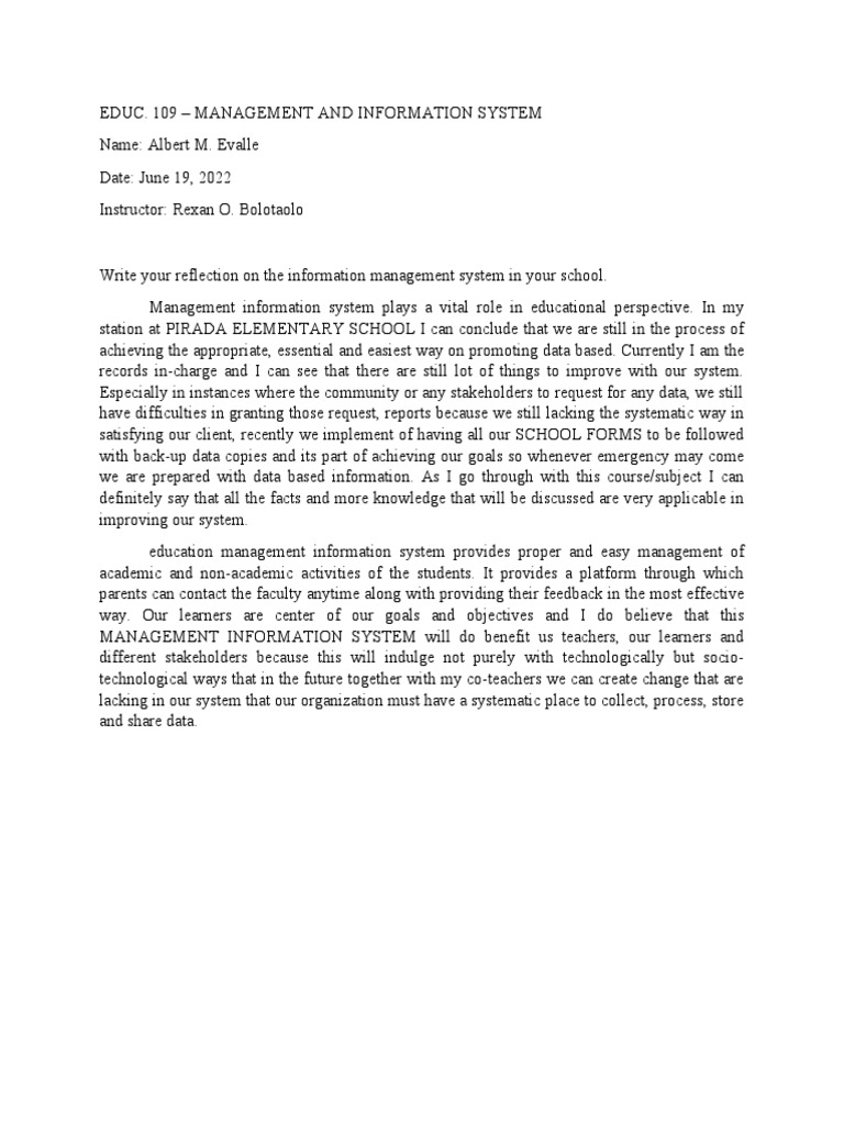 EDUC 109-Management Information System | PDF | Career & Growth | Computers