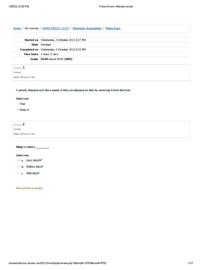 Prelim Exam Data Structures And Algorithms Pdf Computing Algorithms And Data Structures 1597