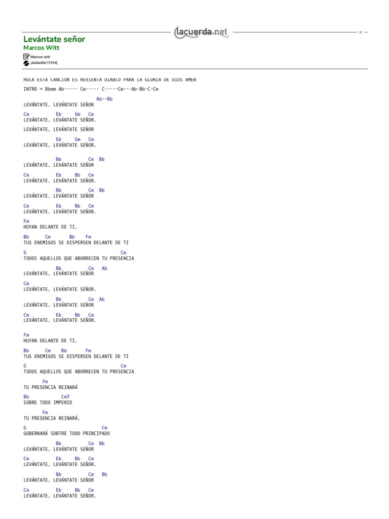 Levantate Señor, Marcos Witt - Chords | PDF