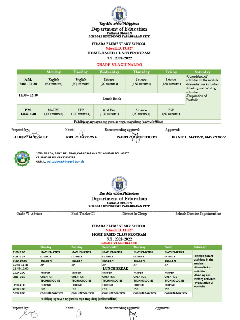 CLASS PROGRAM Grade-6-Aguinaldo | PDF | Philippines