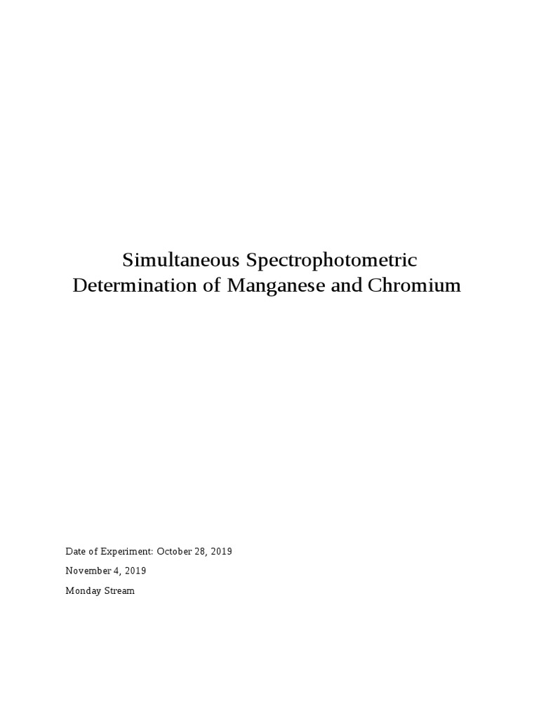 Simultaneous Spectrophotometric Determination of Manganese and Chromium | PDF ...